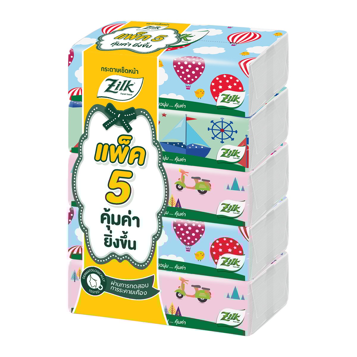 Zilk ซิลค์ ซอฟท์บ๊อกซ์ กระดาษเช็ดหน้า 120 แผ่น แพ็ค 5 กล่อง - Family ...