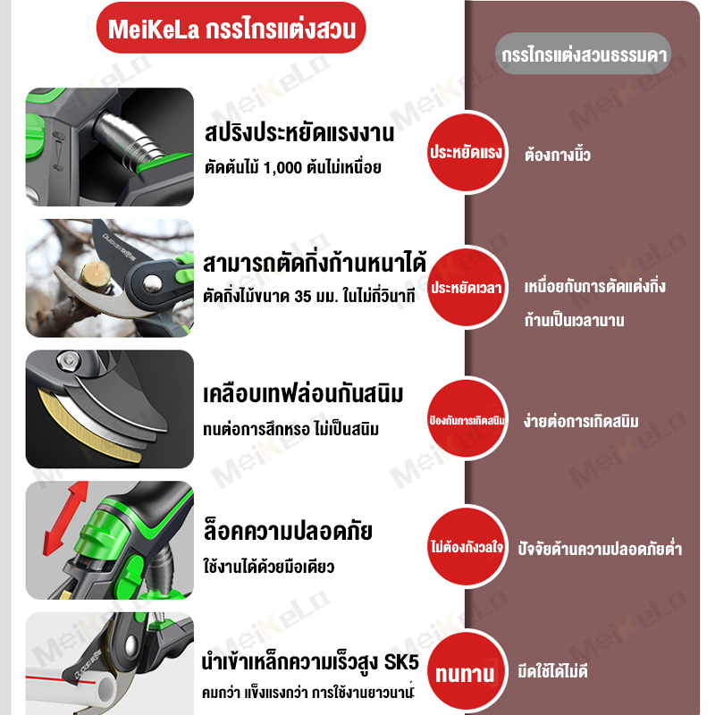 MeiKeLa กรรไกรตัดกิ่งไม้ใหญ่ SK5 เส้นผ่านศูนย์กลางการตัด 45mm กรรไกรตัดกิ่งเยอรมัน เครื่องมือทำ ...