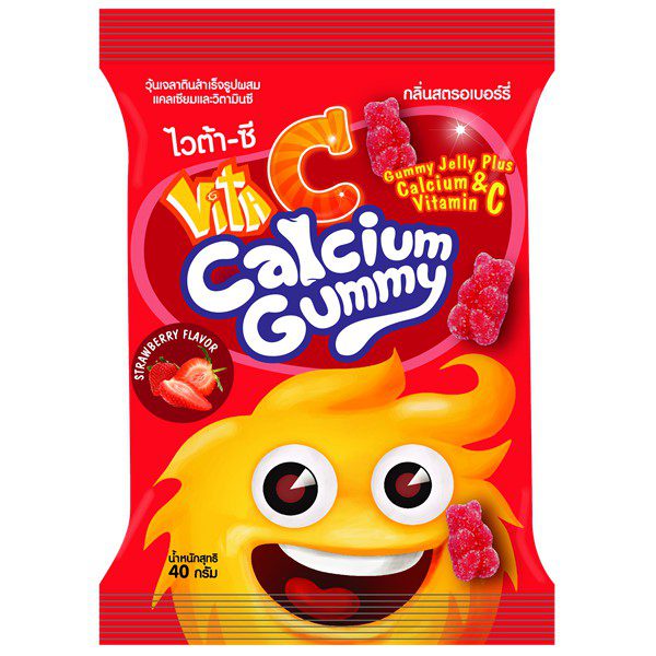 Vita C Calcium Gummy Jelly 40 g. 12 ซอง/กล่อง ขนมวุ้นเจลาตินสำเร็จรูป ...