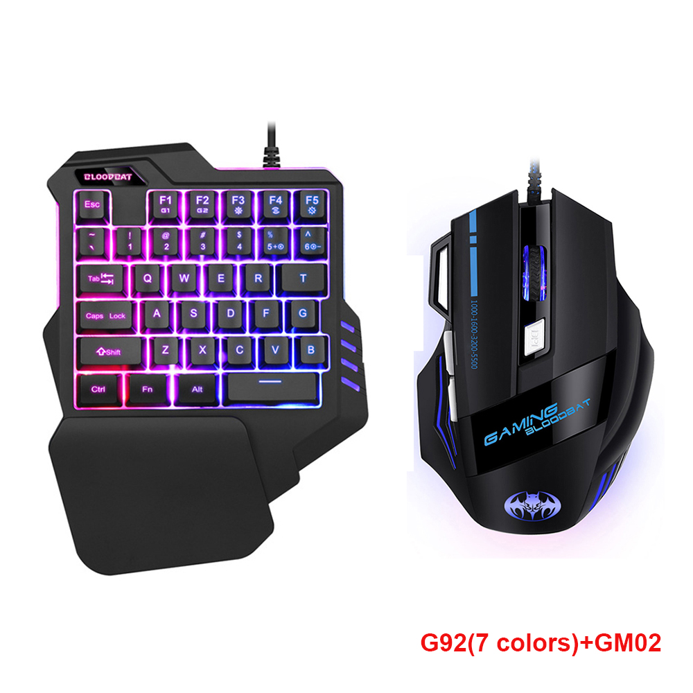 Gaming Keyboard And Mouse Combos RGB Backlit One-Handed Keypad Mice ...