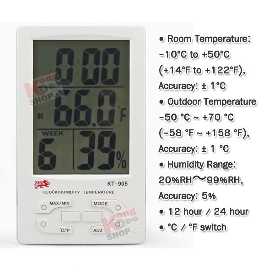 Hygrometer Thermometer Electronic LCD Relative Humidity Meter KT-905 ...