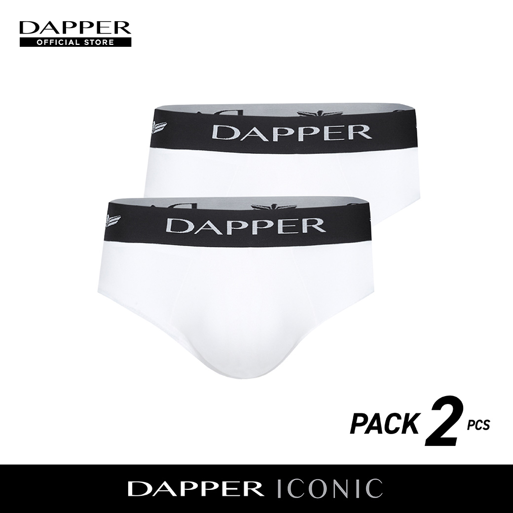 DAPPER PACK 2 ชิ้น กางเกงชั้นในชาย Dapper Iconic Pima Cotton ทรง Briefs สีขาว - DAPPER - ThaiPick