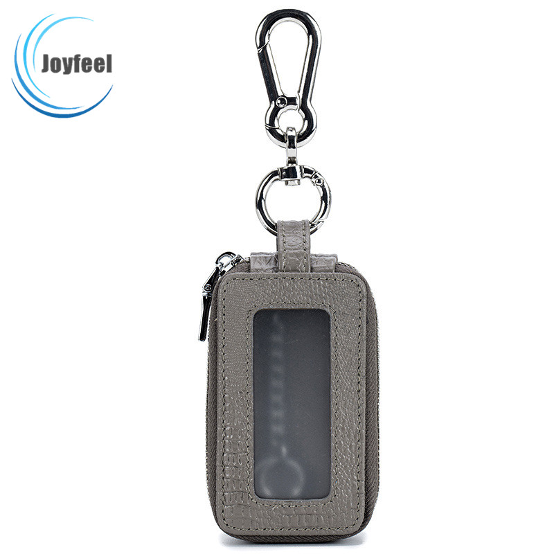 Joyfeel อเนกประสงค์หนังแท้ความจุขนาดใหญ่ประตูพับรถพวงกุญแจกระเป๋าบัตรเครดิตเหรียญเงินสดที่สำคัญ ...