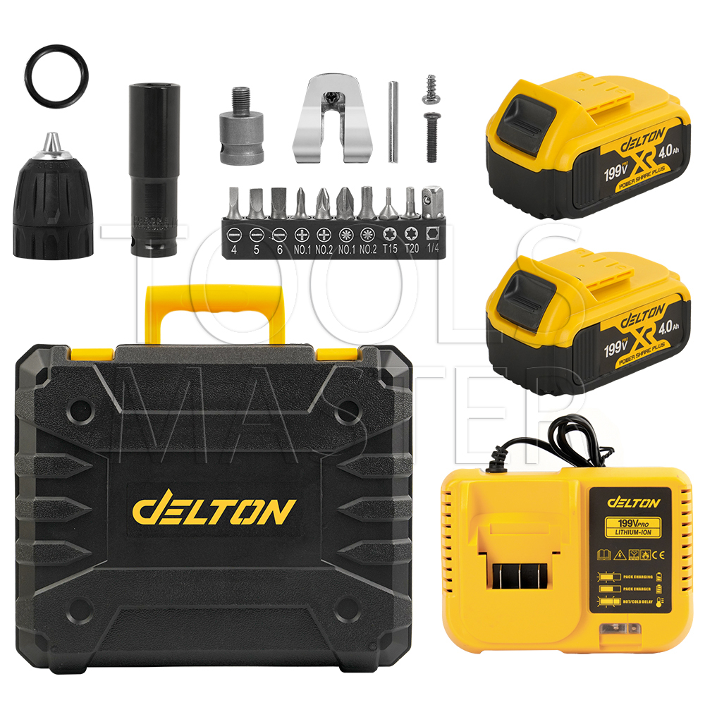 DELTON 2in1 บล็อกแบต & สว่าน 199V รุ่นใหม่! มอเตอร์ BRUSHLESS ไร้แปรงถ่าน พร้อมแบตเตอรี่ Li-ion ...