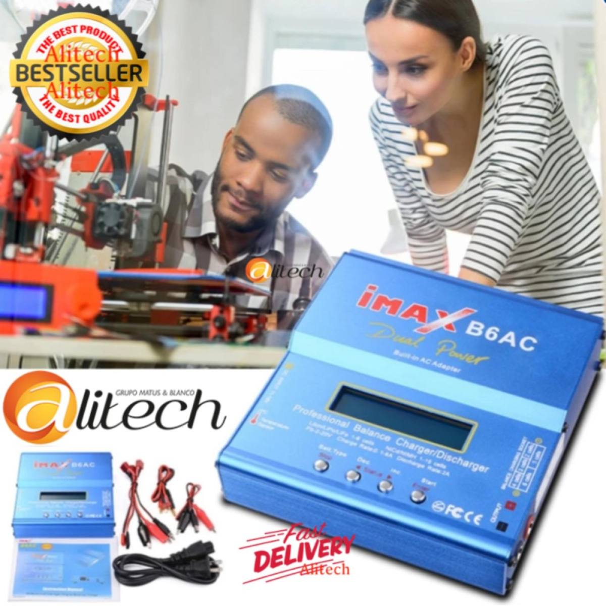 Alitech iMAX B6AC Digital LCD LiPo NiMh NiCd LiFe Li-ion Battery Balance Discharger Charger ...