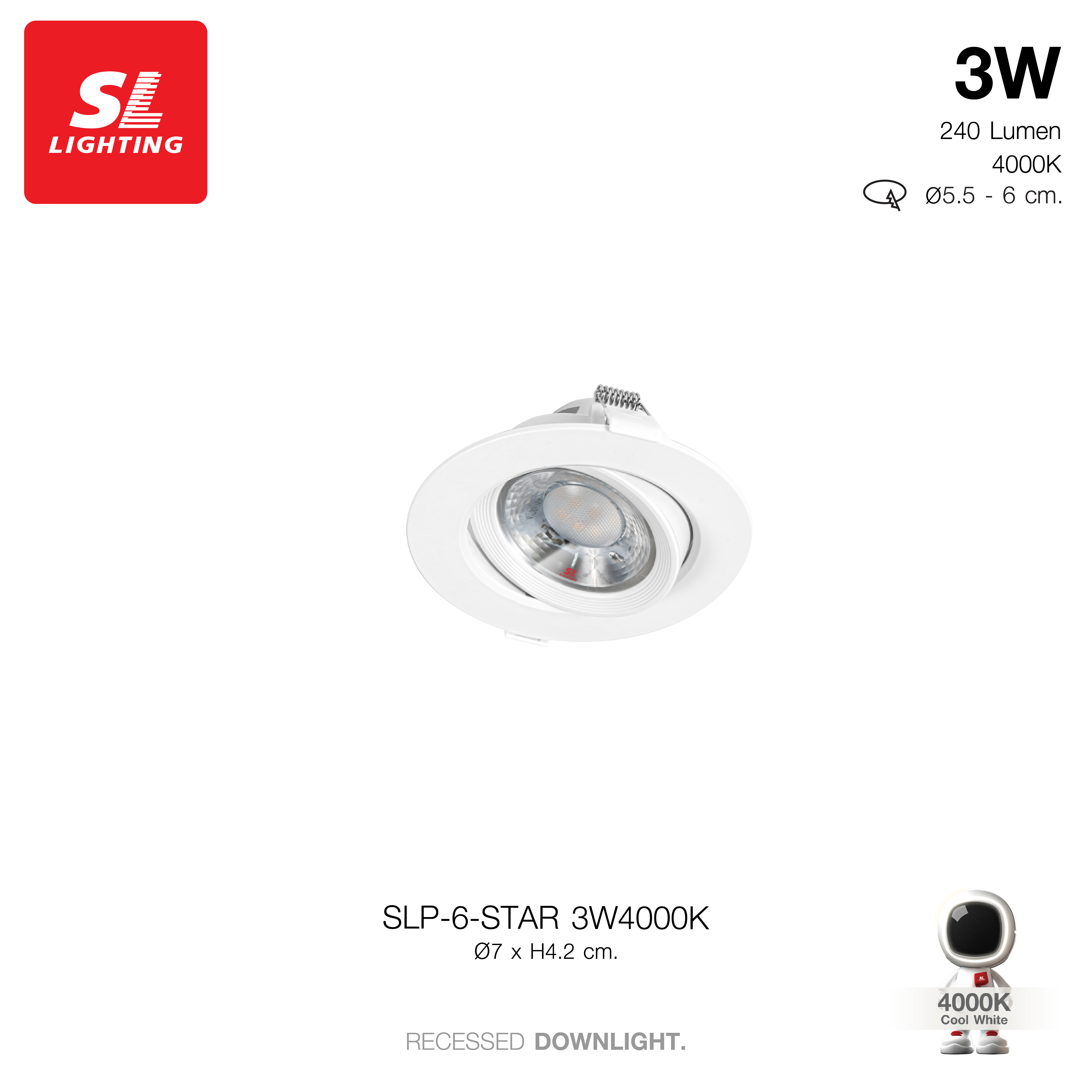SL LIGHTING | LED Recessed Downlight ดาวน์ไลท์ฝังฝ้าแอลอีดี มี 3W, 7W ...