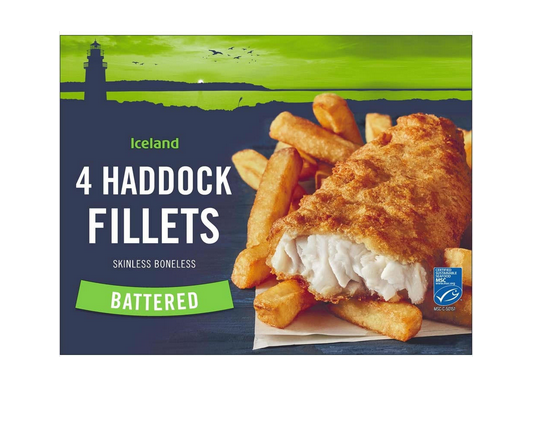 ICELAND BATTERED 4 HADDOCK FILLETS 500G. (Frozen & Fresh Shipping ...