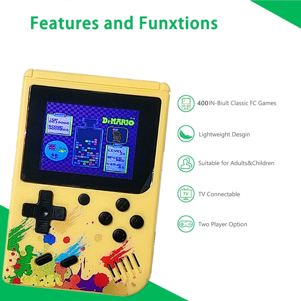 Retro Gameboy 400 IN 1 game boy SUP Games Mario Handheld Game Console ...