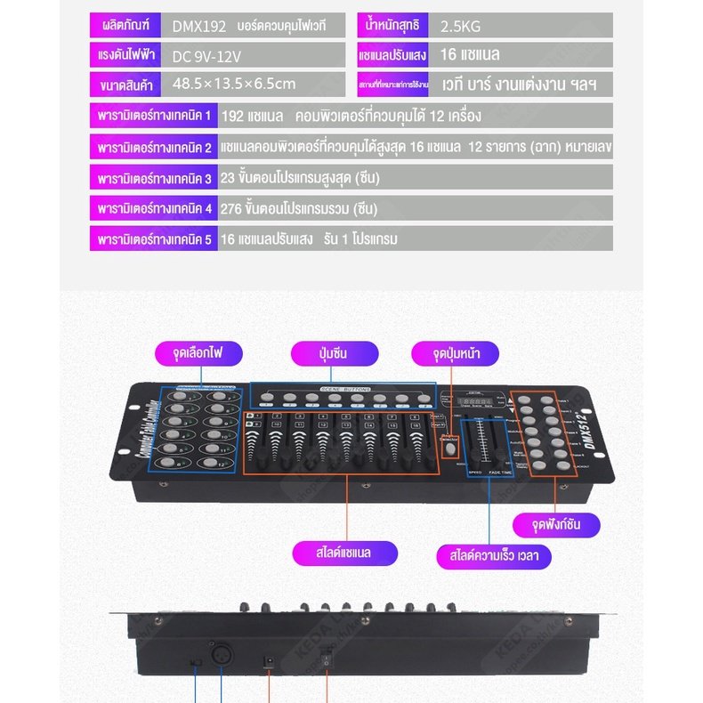 ส่งฟรีบอร์ดคุมไฟเวที 192 DMX Controller DJ Equipment DMX 512 Console ...