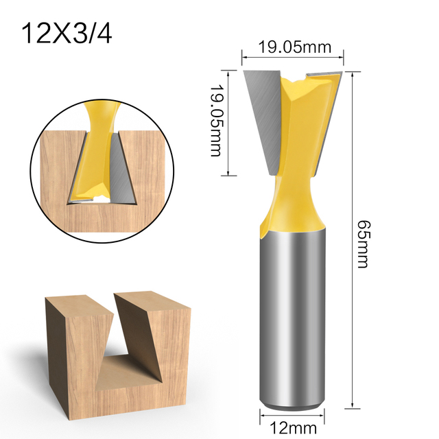 5pcs 12mm Shank 1/2 Dovetail Joint Router Bits Set 14 Degree ...