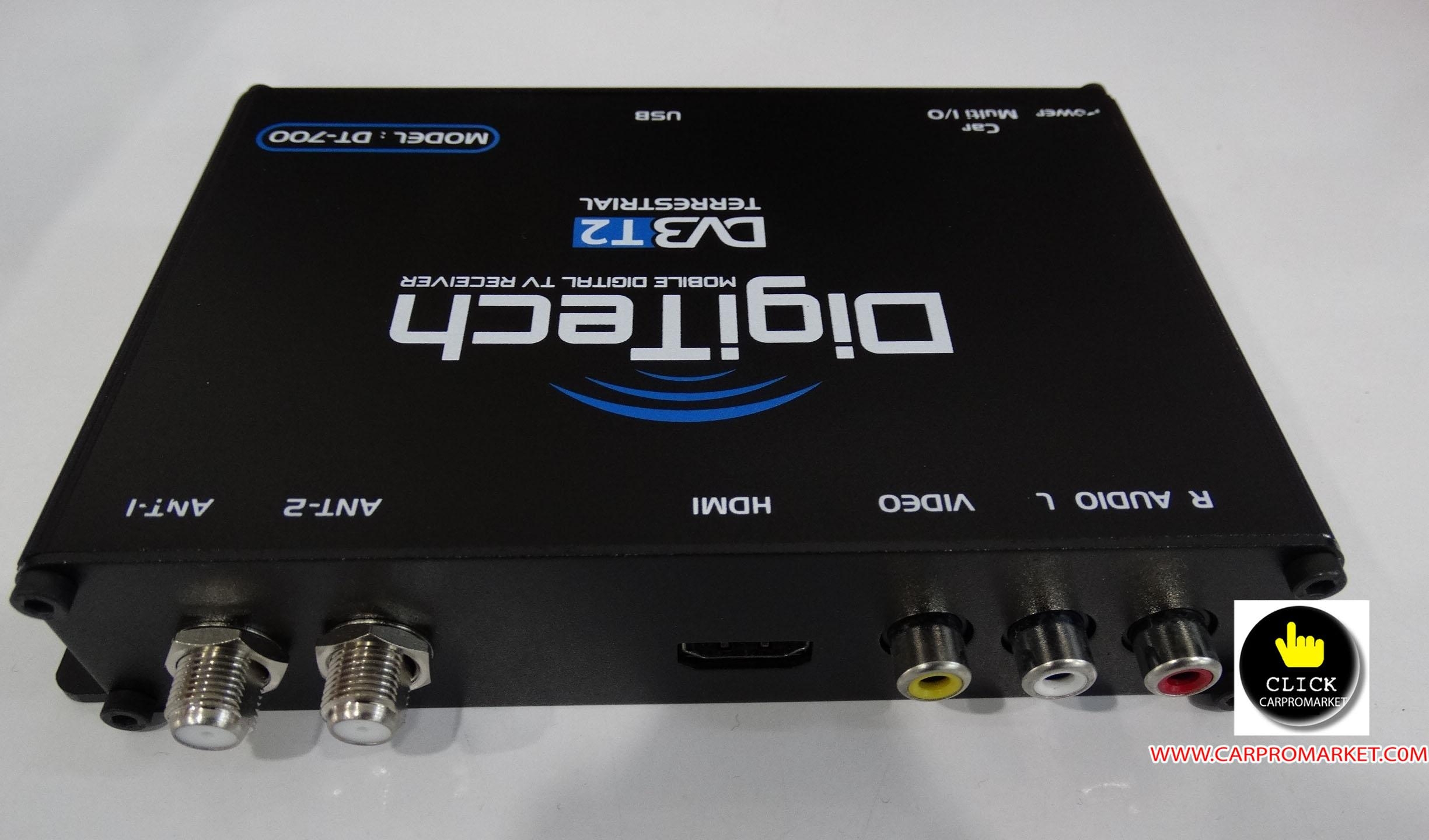 กล่องทีวีดิจิตอลรถยนต์ DIGITECH DT-700 เสาสัญญาณทีวี 2 ชุด AV Line out ...