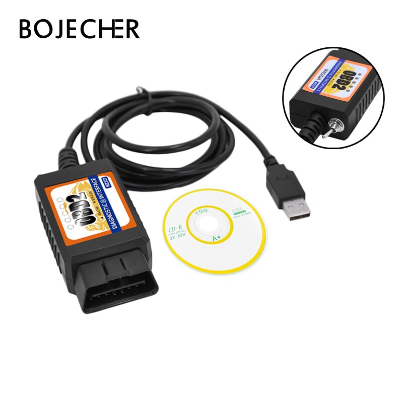 OBD2 ELM327 USB Switch OBD Scanner Code Reader Chip MZ327 Tester ...