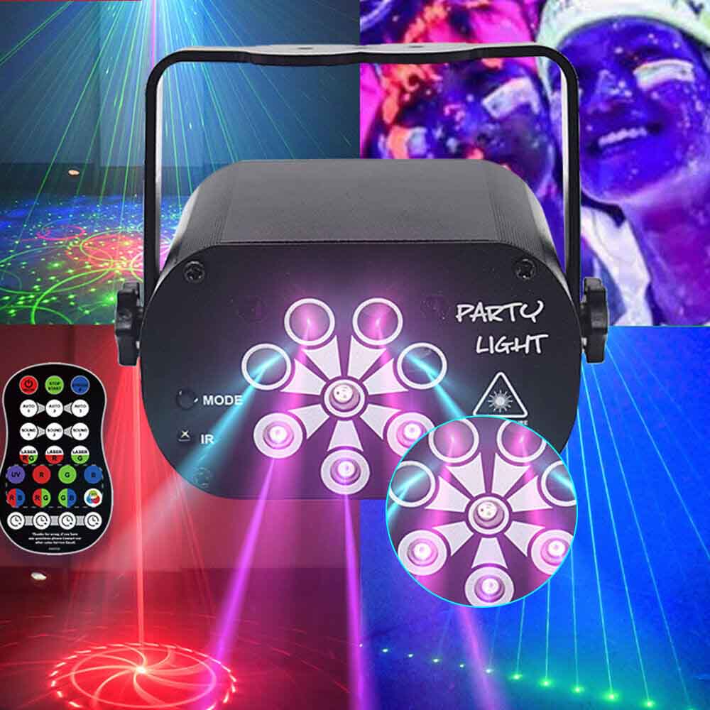 120 Patterns Sound Active Laser Stage Light LED RGB Party Disco Dance ...