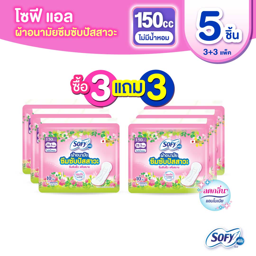 (ซื้อ 3 แถม 3) Sofy Aile โซฟี แอล ผ้าอนามัยซึมซับปัสสาวะ ไม่มีน้ำหอม 100 ซีซี จำนวน 6 ชิ้น ...