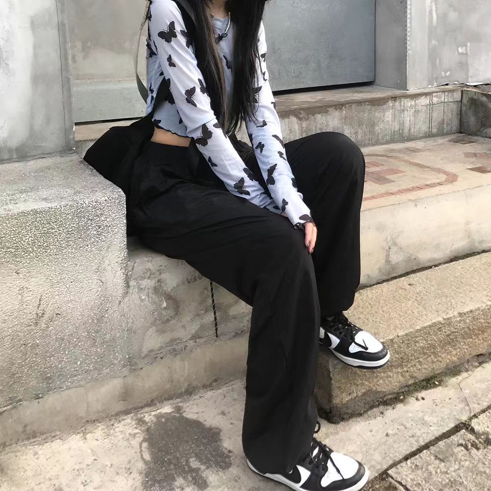 Luna shopกางเกงแฟชั่นผู้หญิงกางเกงลำลองสีดำ กางเกงเอวสูง ใส่แล้วเท่มี ...