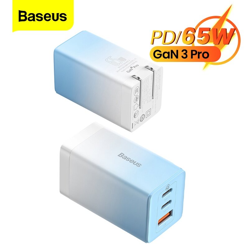 ส่งฟรี Baseus GaN 3 Pro หัวชาร์จเร็ว 3 Port PD 65W สายชาร์จ Type C to C ...