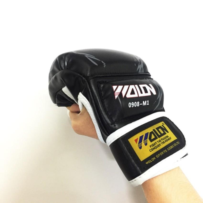 นวมชกมวย (0908-M1) MMA Boxing gloves นวมต่อยมวย แบบตัดปลายนิ้ว - Slum ...
