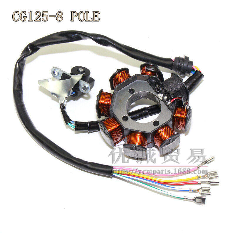 7 pole 4 wire Dual Ignition Magneto Stator for 4 stroke Scooter Moped ...