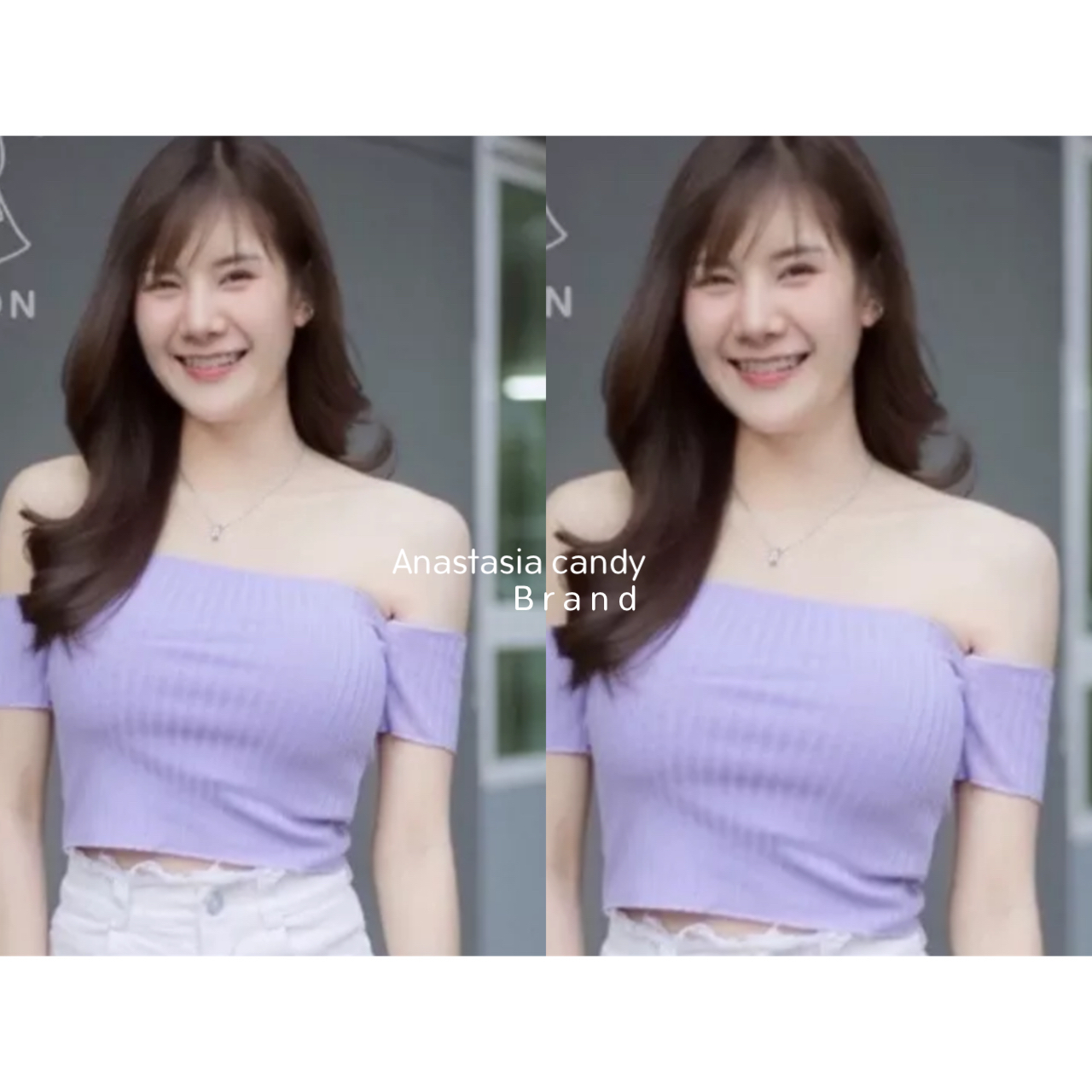 💜Ambella💜เสื้อครอป ปาดไหล่ ครอปมาร์กี้ ผ้าร่อง ใส่สบาย แฟชั่นผู้หญิง2022 | Lazada.co.th