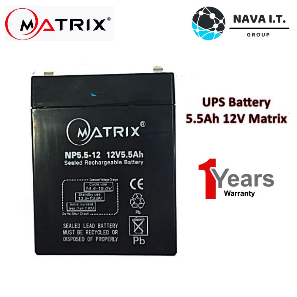 UPS Battery 5.5Ah 12V Matrix (แบตเตอรี่เครื่องสำรองไฟ) รับประกัน 1ปี ...