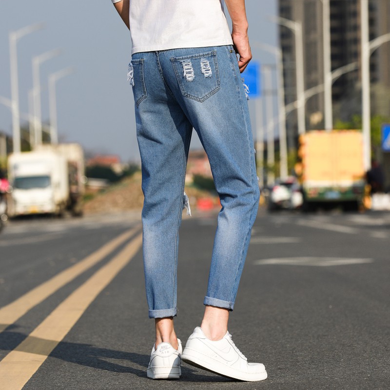 Summer Fahion Skinny Slim Fit Denim Ripped Jeans For Men【28-36 ...