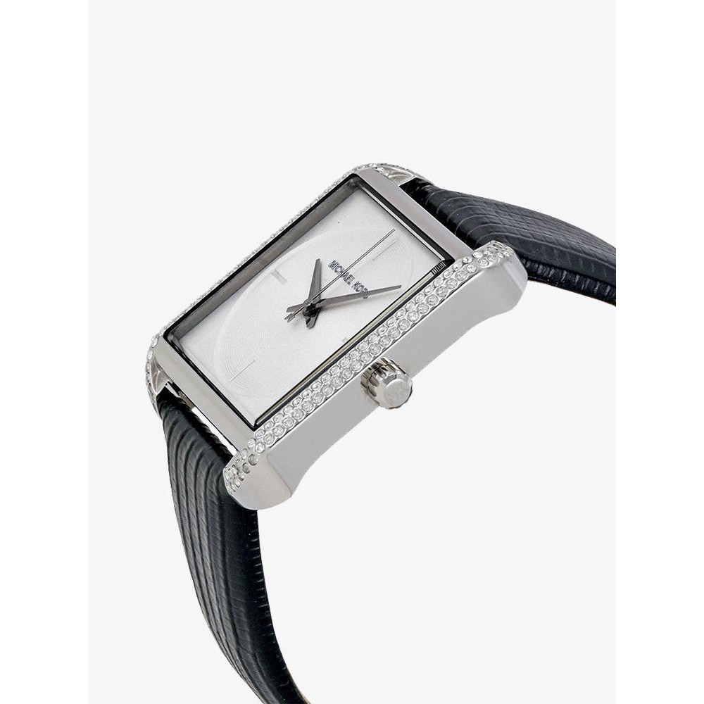 Lake Silver Glitz Black Leather Strap นาฬิกาข้อมือผู้หญิง รุ่น MK2583 ...