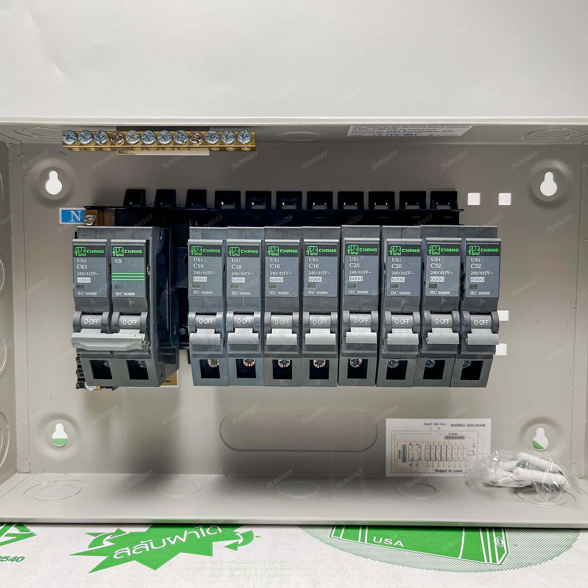 Chang ตู้คอนซูมเมอร์ช้าง ตู้ไฟ ST-8 พร้อมเมนMCB 50/63A รวมลูกเซอร์กิต ...