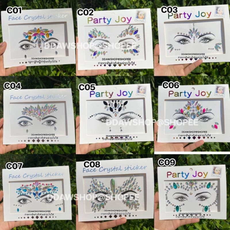 พร้อมส่ง Face crystal sticker เพชรติดหน้า คริสตัล แฟชั่น สติกเกอร์ กลิต ...