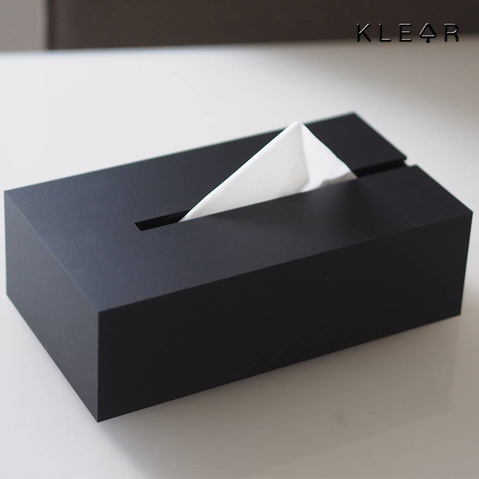 KlearObject Sliding Tissue Box-L กล่องทิชชู่แบบเลื่อนสไลด์ สีดำด้าน อะคริลิคสีดำ กล่องทิชชู่อะคร ...