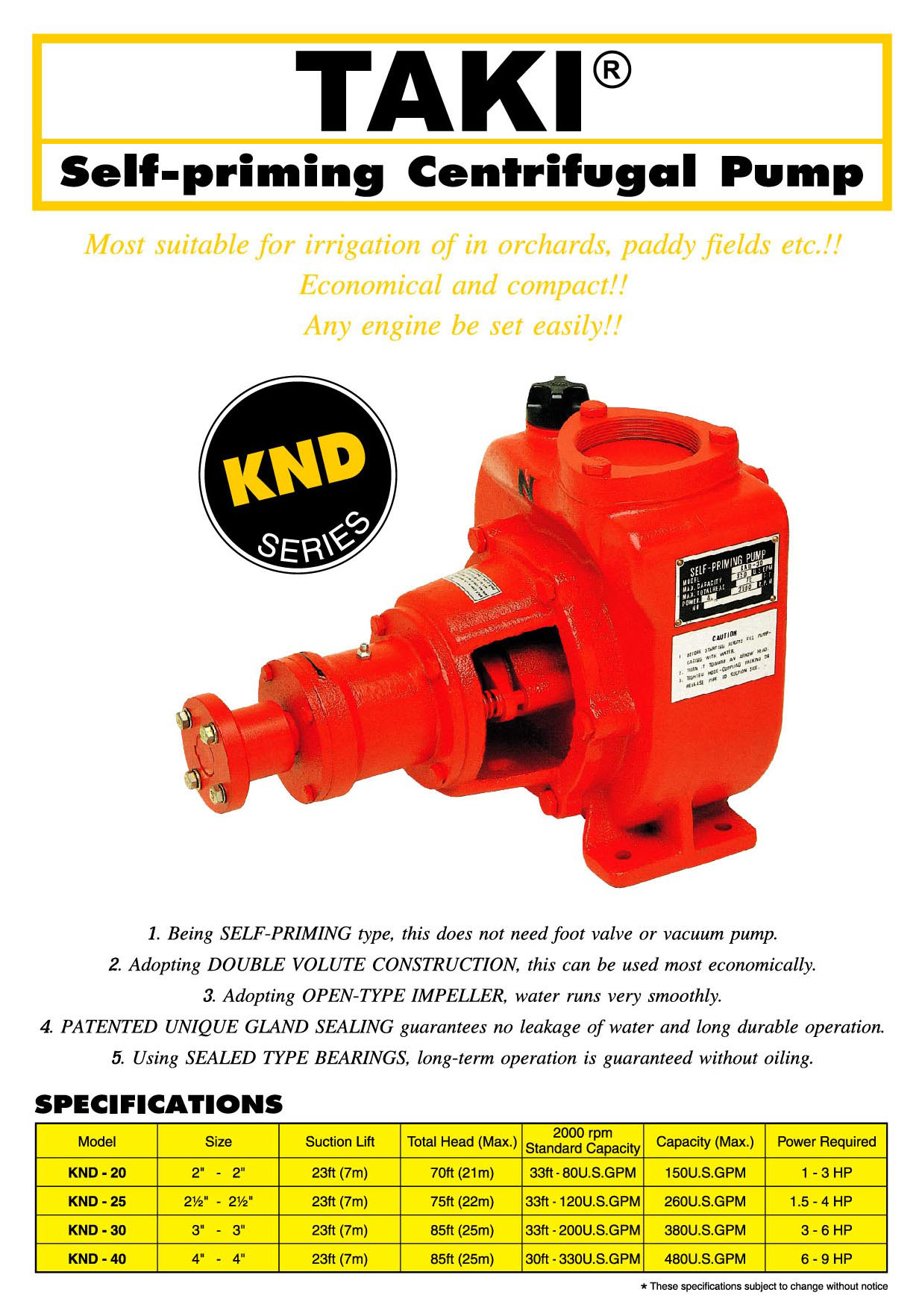 ปั๊ม TAKI Seif-priming Centrifugal Pump KND SERIES หมุนซ้าย | Lazada.co.th ปั๊ม TAKI Seif-priming Centrifugal Pump KND SERIES หมุนซ้าย | Lazada.co.th