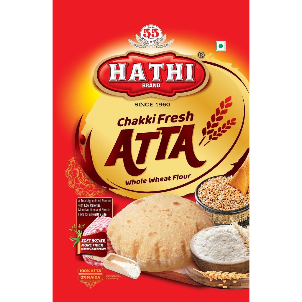 เครื่องเทศ อินเดีย 🔹 (จำนวน x 1) แป้งสาลี โฮลวิต 100% Hathi Whole Wheat ...