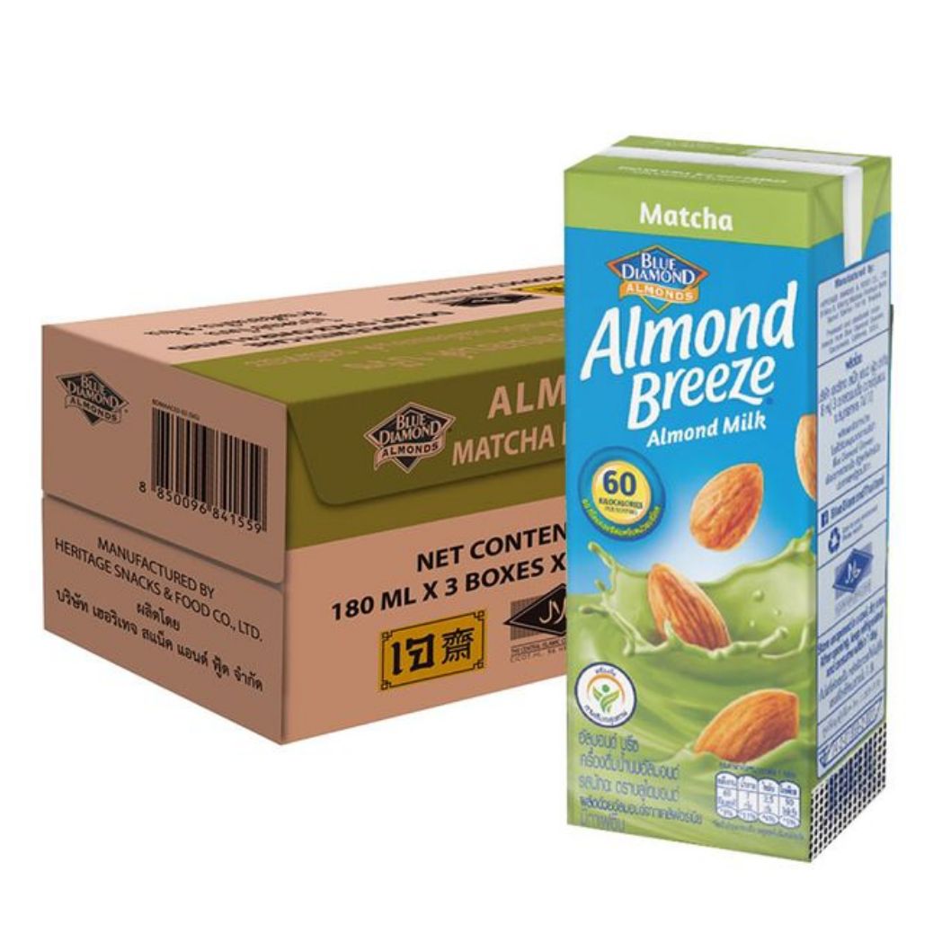 Blue Diamond Almond Breeze Almond Milk Matcha 180 ml. x 24 box บลูไดมอนด์ อัลมอนด์ บรีซ นมอัลมอน ...