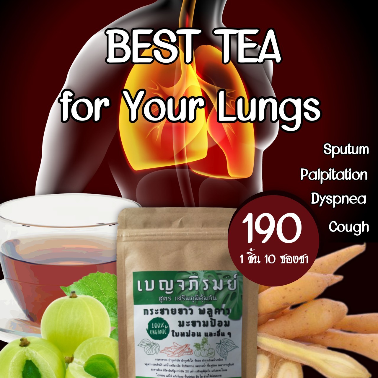 ฺBEST TEA FOR YOUR LUNGS Thai herbal formula (Contains 10 tea bags ...