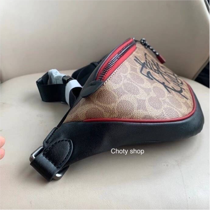 Coach RIVINGTON BELT BAG IN SIGNATURE CANVAS WITH ABSTRACT HORSE AND ...