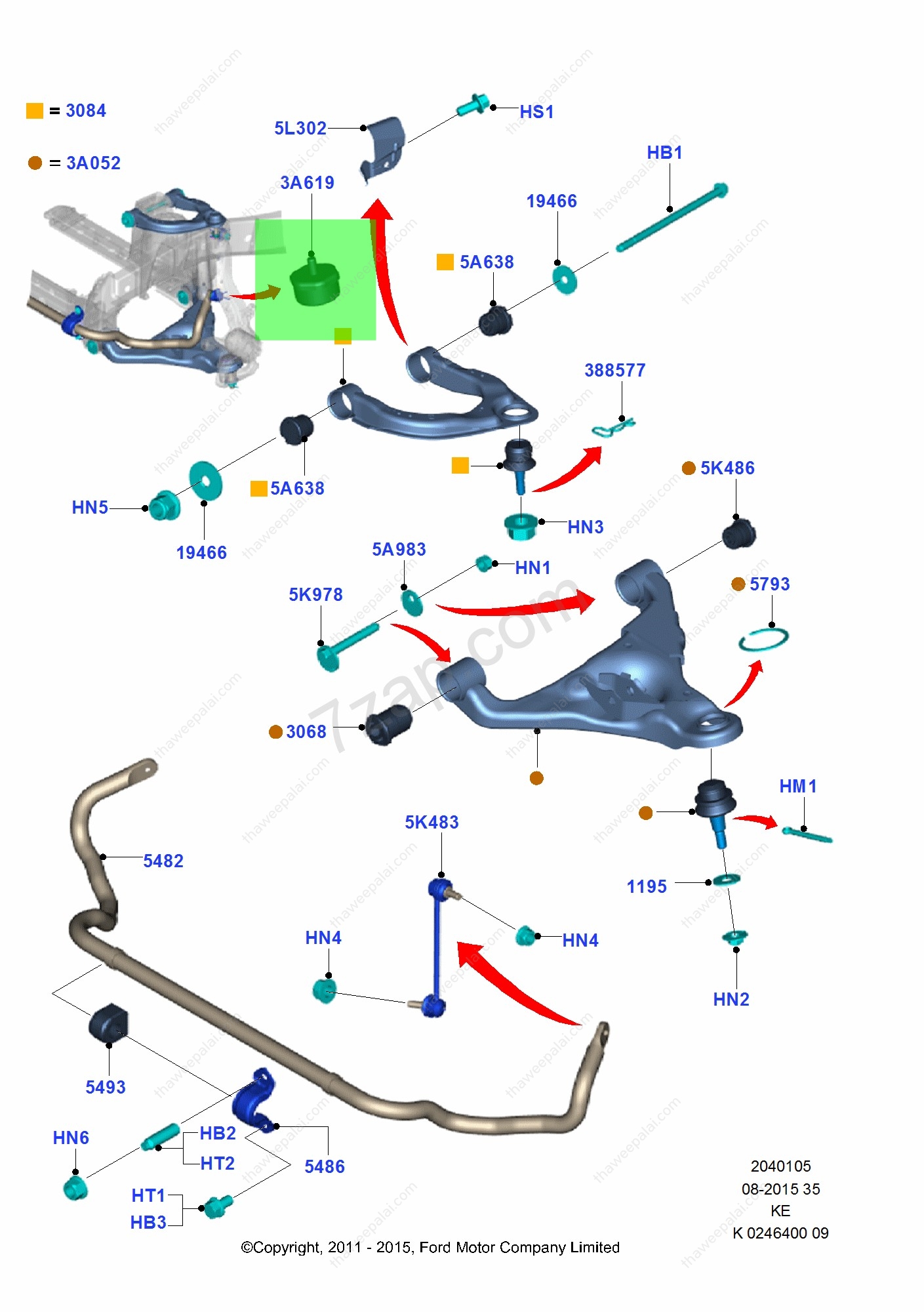 IR ยางกันกระแทกปีกนกล่าง FORD RANGER T6 ปี 2012-2018 EVEREST 2.2-3.2 (1 ...