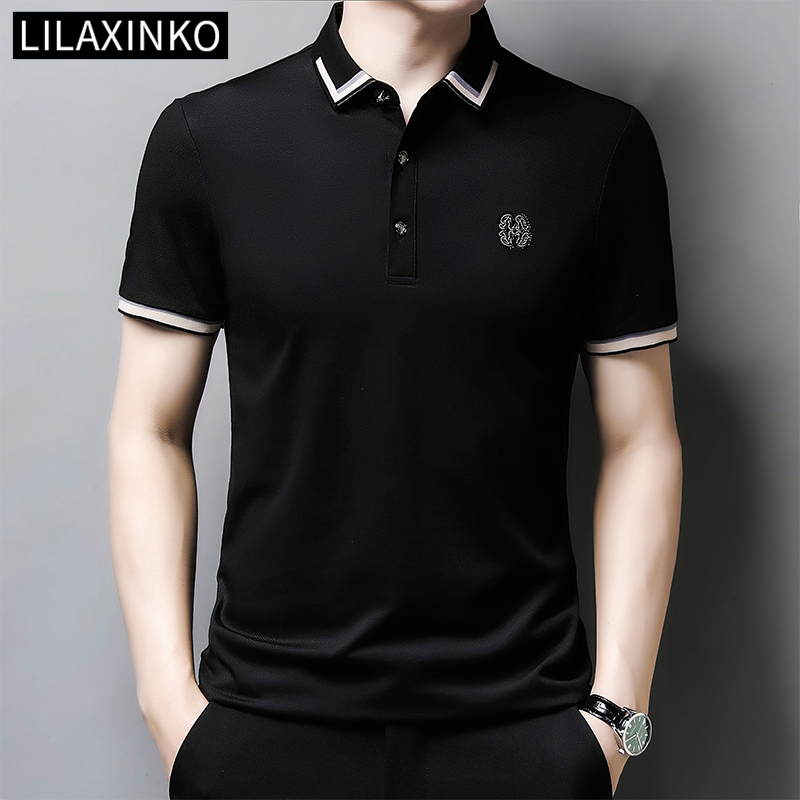 3 Colour LILAXINKO Plain Polo Shirt Casual Lapel Collar T Shirt Short ...