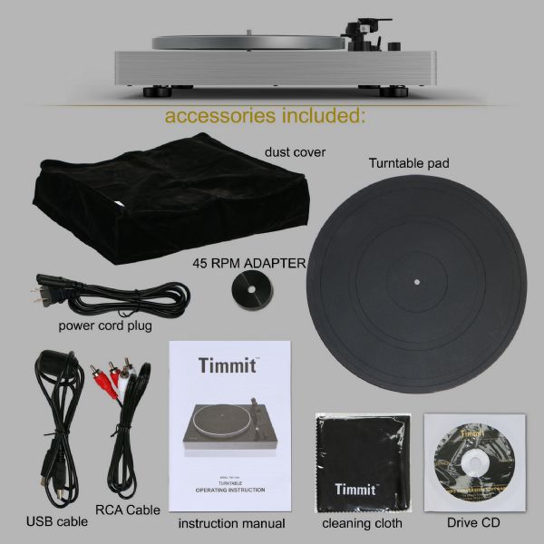 เครื่องเล่นแผ่นเสียง Timmit Black Bluetooth (New) - WE LOVE TURNTABLE ...