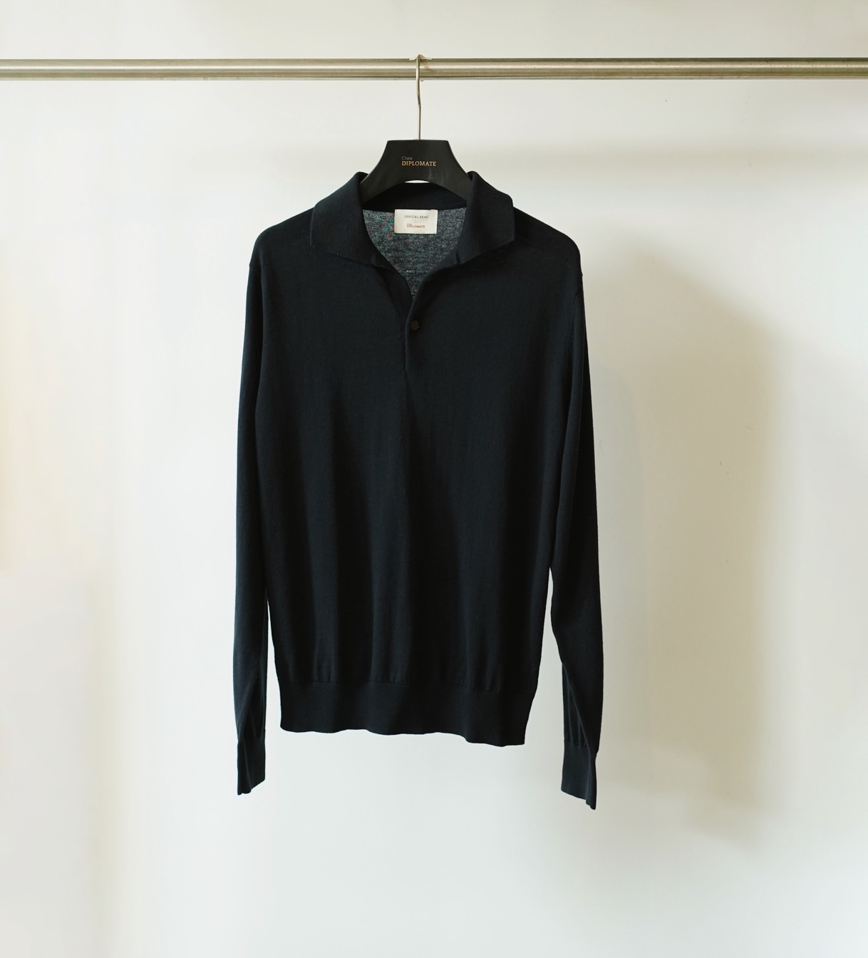 Officiel Beau for Chez Diplomate Navy Open-Collar knitted Polo Shirt ...