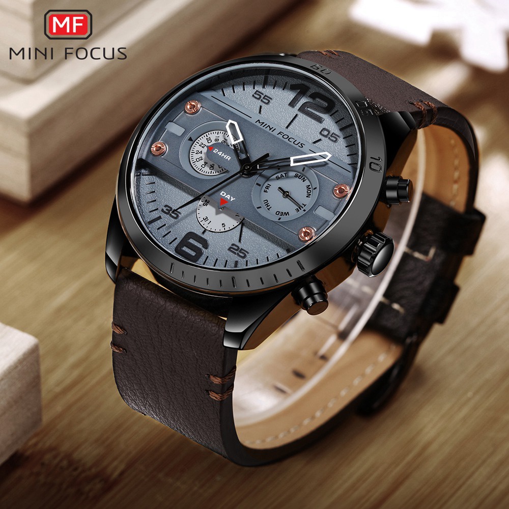 MINIFOCUS MINI FOCUS MF0068G สุดหรูนาฬิกาข้อมือมียี่ห้อสำหรับ Man แฟชั่นผู้ชายกีฬานาฬิกาควอตซ์ ...