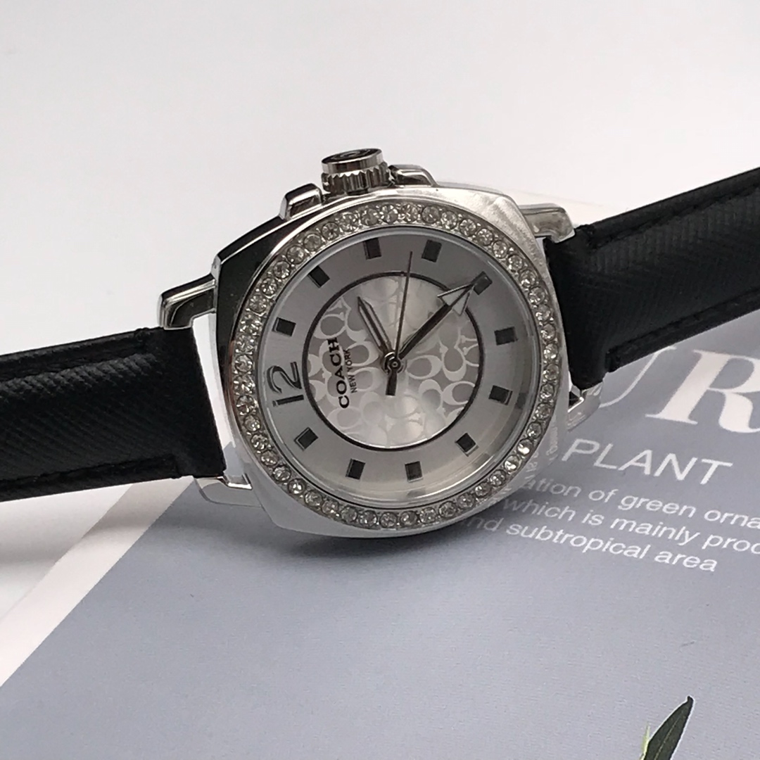 Womens Coach 14503152 BOYFRIEND Silver Tone Glitz Watch หน้าปัดล้อม ...