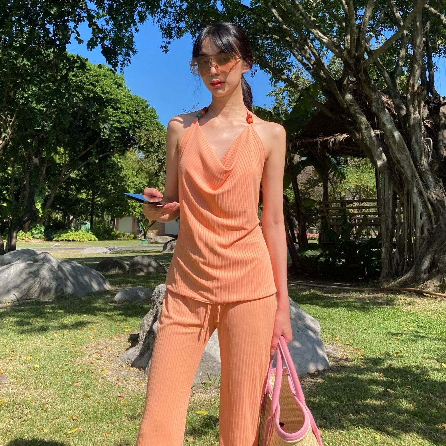 Hey rosie the label - Ronnie Top shoulder off ฟ้าชมพู ขาว พร้อมส่ง ...