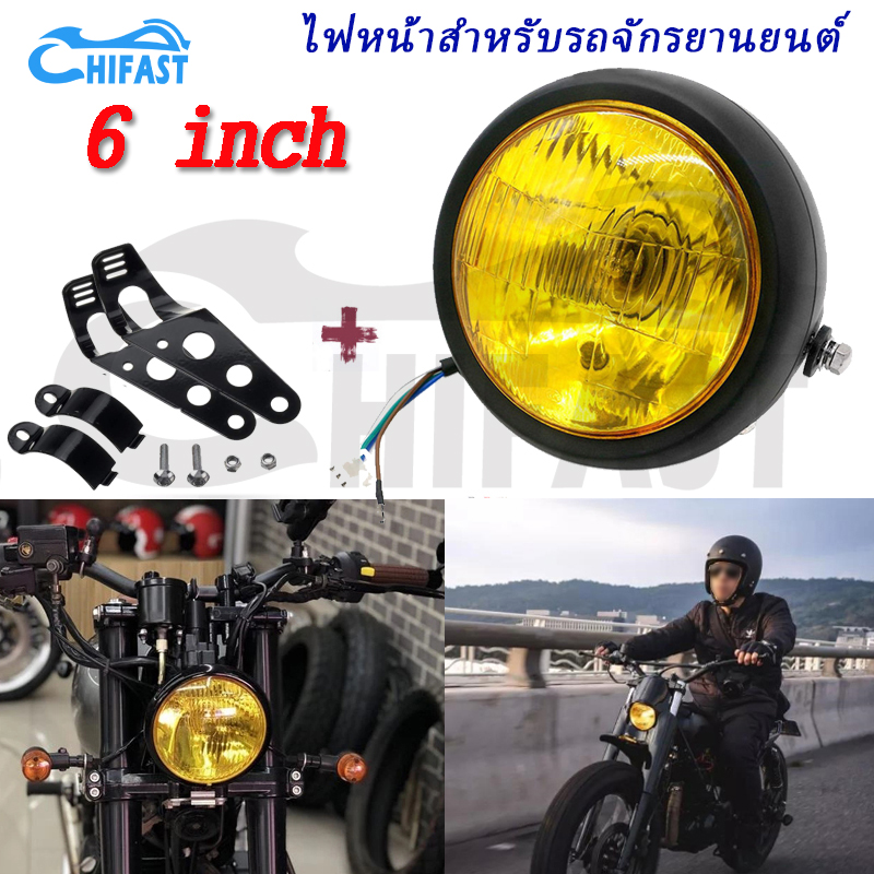 HIFAST Retro 6 นิ้ว LED ไฟหน้ารถจักรยานยนต์ DRL Motobike ไฟหน้าวงเล็บ ...