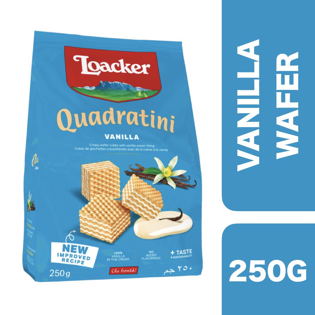 Loacker Wafer Quadratini Vanilla Flavour (Light Blue) 250g ++ ล็อคเกอร์ ...