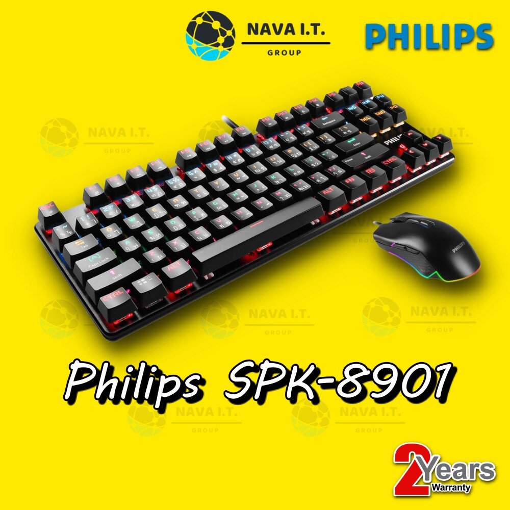 🔥HOT⚡️ คีบอร์ดเกมมิ่ง Philips SPK-8901 Blue Switch Mechanical Keyboard ...