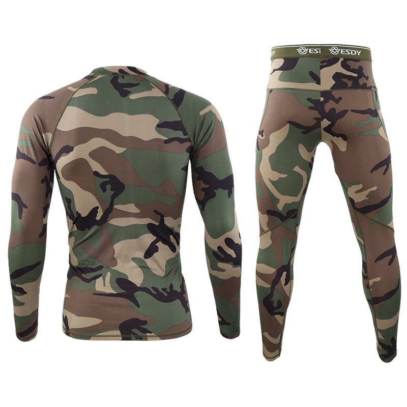 Outdoor Thermal Underwear Camouflage Training Sport Suit Autumn Winter ...