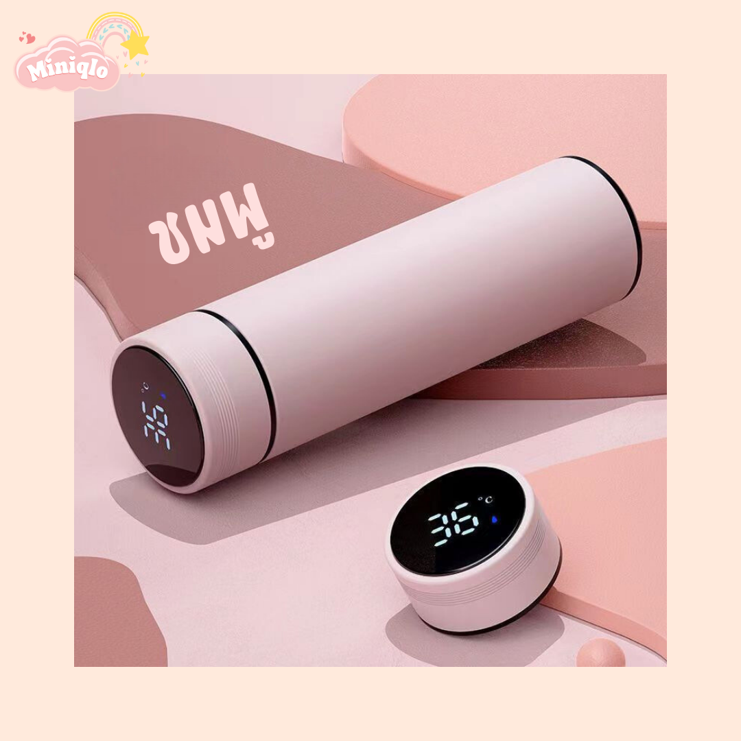 Miniqlo กระบอกน้ำเก็บอุณหภูมิอัจริยะ กระบอกน้ำสแตนเลสพร้อมจอ LED แสดง ...