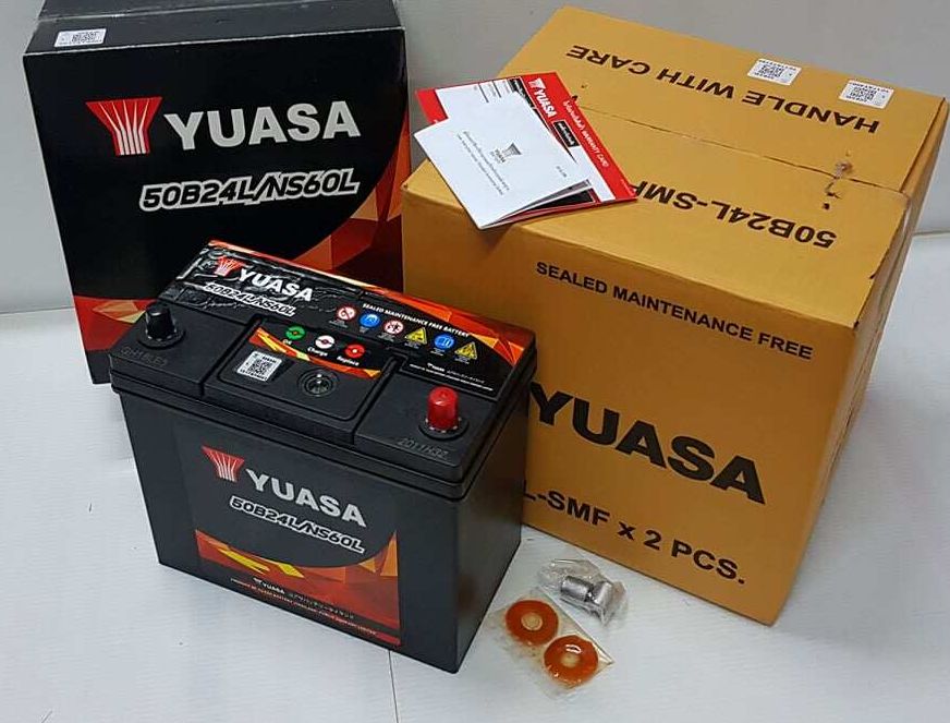 YUASA 50B24L-SMF 12V.45Ah แบตเตอรี่รถยนต์ ซีวิค, วีออส, อัลติส, ยาริส ...