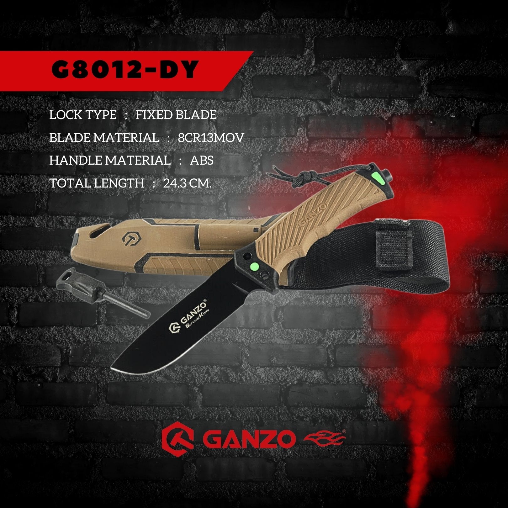มีดเดินป่า แคมป์ปิ้ง GANZO G8012 มีดพกคุณภาพสูง ฟังค์ชั่นครบจบในเล่ม ...