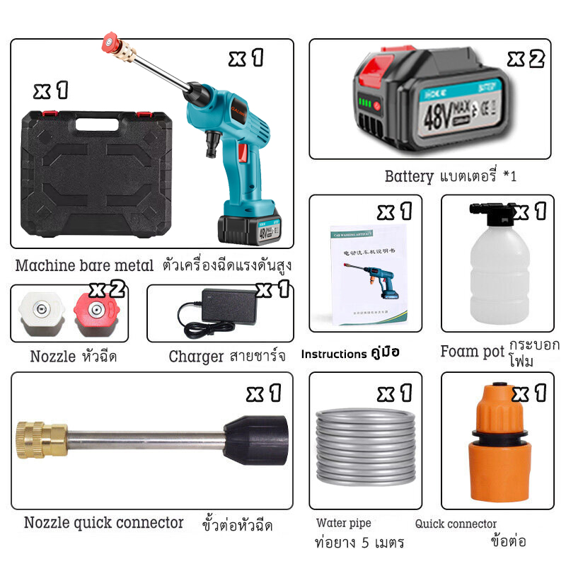ของแถม16ชิ้นGALIMET เครื่องฉีดน้ำ รับประกันคุณภาพ 299V เหมาะสำหรับล้าง ...