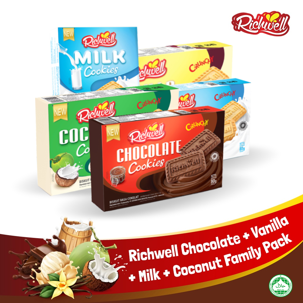 (80 กรัม) Richwell คุกกี้อบกรอบ ตราริชเวล อร่อย 5 รส กรุบกรอบ จากอินโดฯ ...